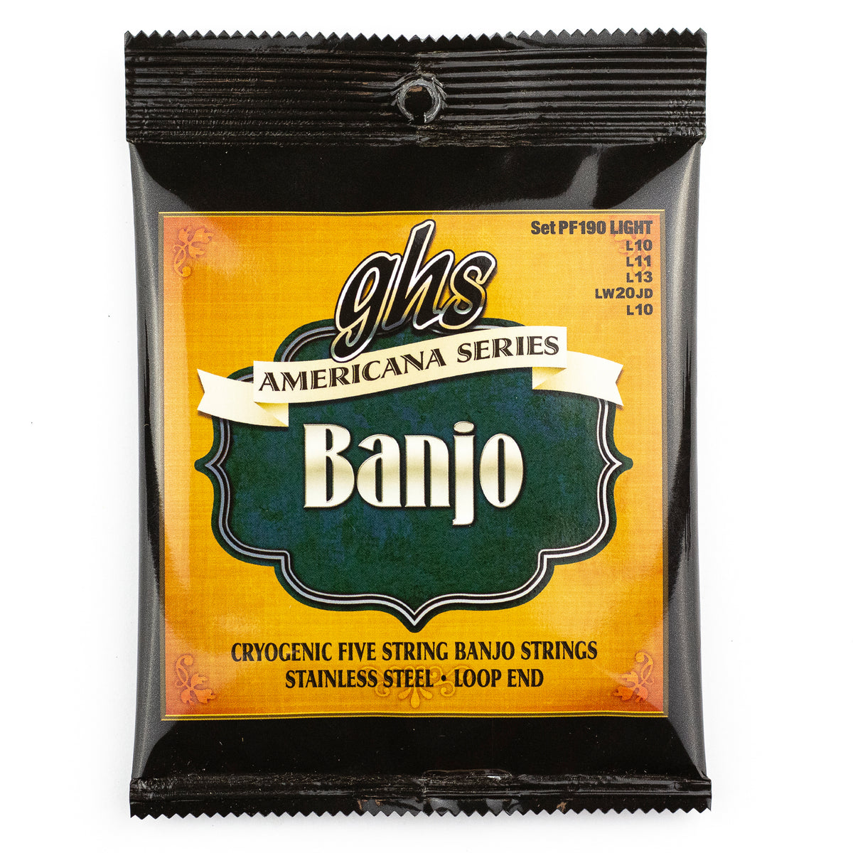 GHS Americana Stainless Steel Banjo Strings 10-20 Light, Loop End - Strings Direct