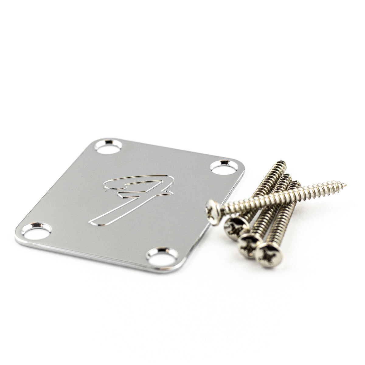 Fender 70's Vintage-Style "F" Logo Chrome Neck Plate - Strings Direct