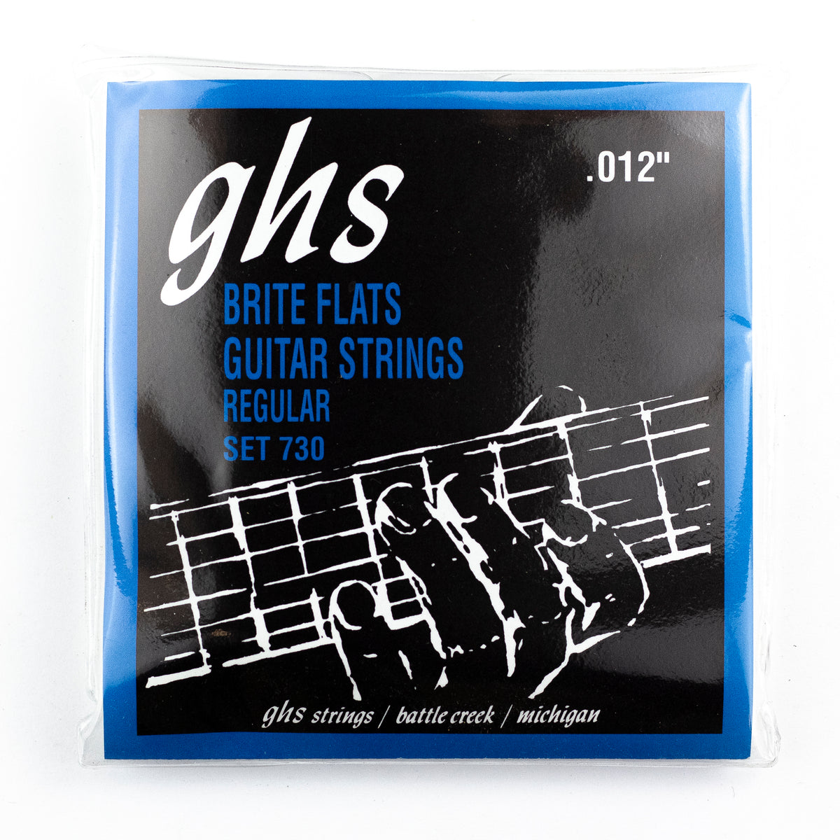 GHS Brite Flats Alloy 52 Groundwound 12-54 Electric Guitar Strings, Me ...