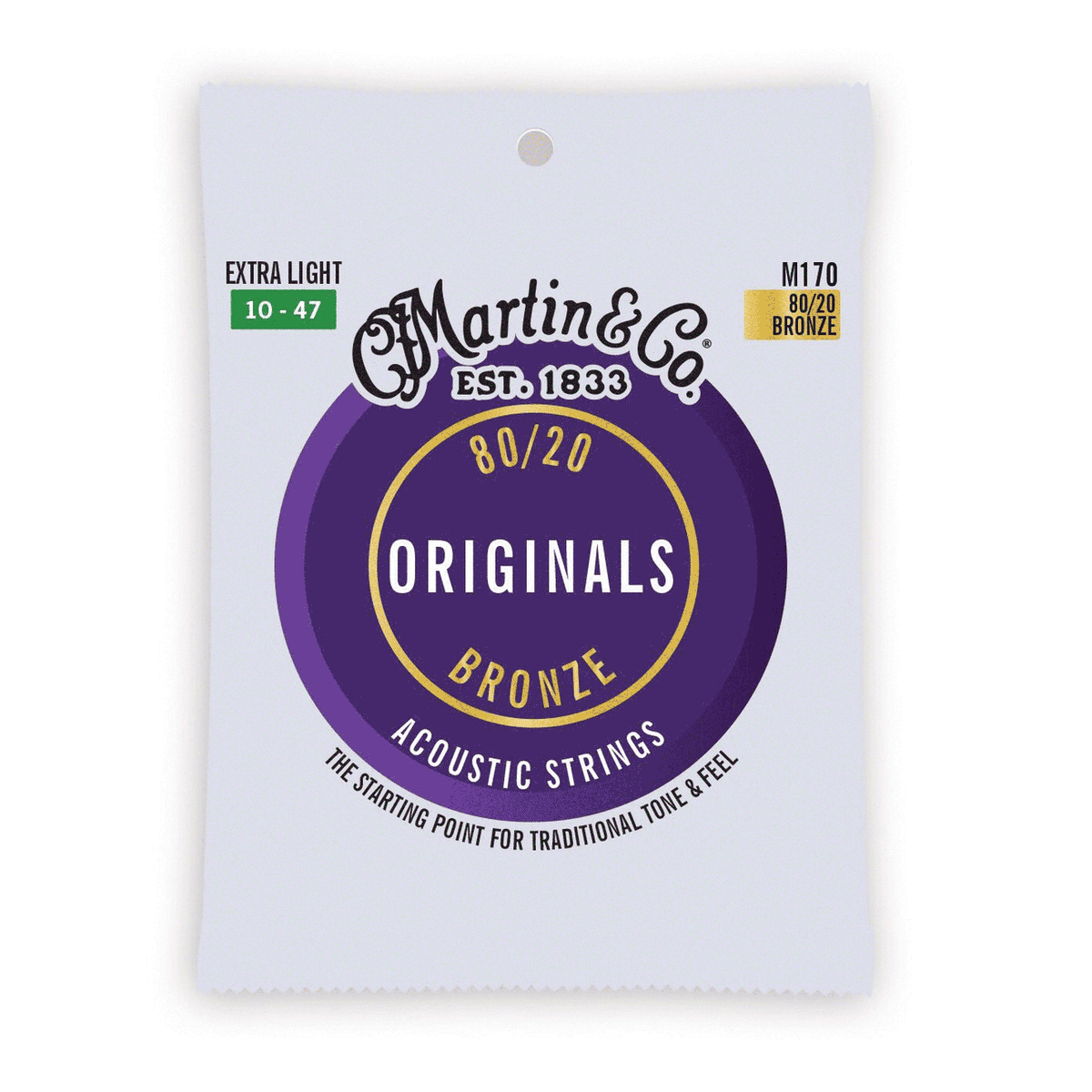 Martin Originals 80/20 Bronze 10-47 Acoustic Guitar Strings M170 ...