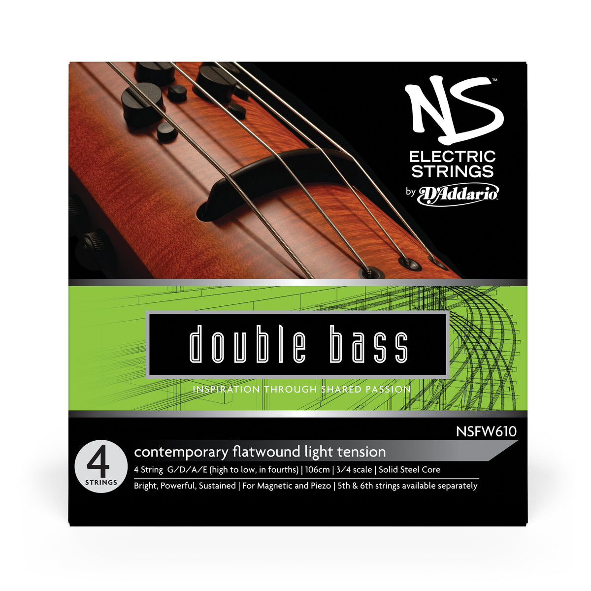D'Addario NS Contemporary Double Bass Strings, 3/4 Scale | NSFW610 - Strings Direct