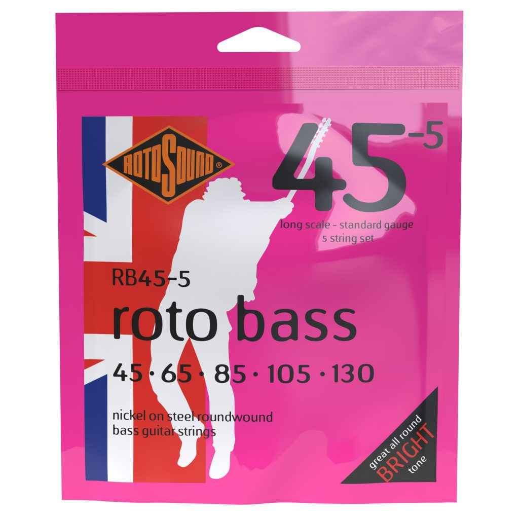 Rotosound ROTO BASS Nickel Round Wound 45-130 5-String Bass Guitar Str ...