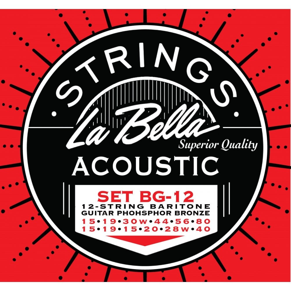 La Bella Phosphor Bronze 12-String 15-80 Baritone Acoustic Guitar Stri - Strings Direct