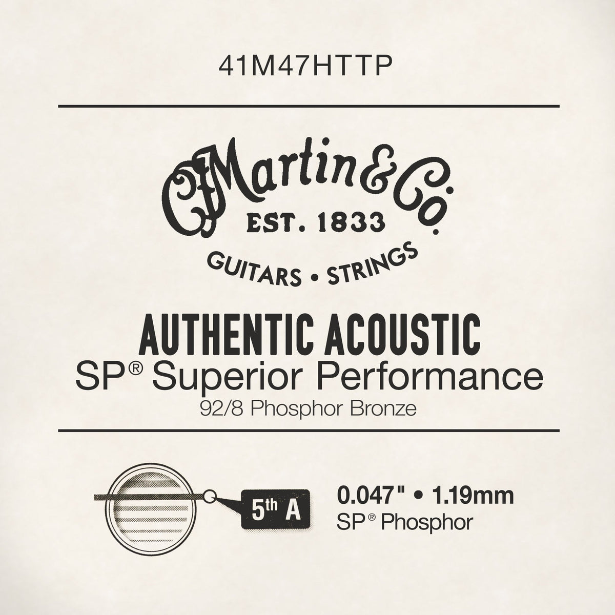 Martin Authentic Acoustic Phosphor Bronze 47 (.047") Acoustic Guitar S ...